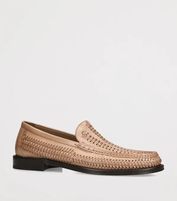 Brunello Cucinelli Leather Woven Loafers