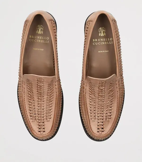 Brunello Cucinelli Leather Woven Loafers