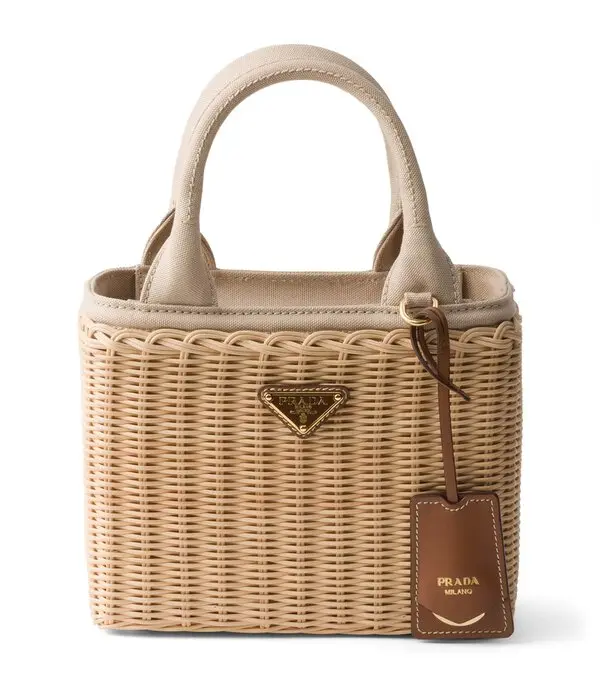 Prada Small Wicker Top-handle Bag