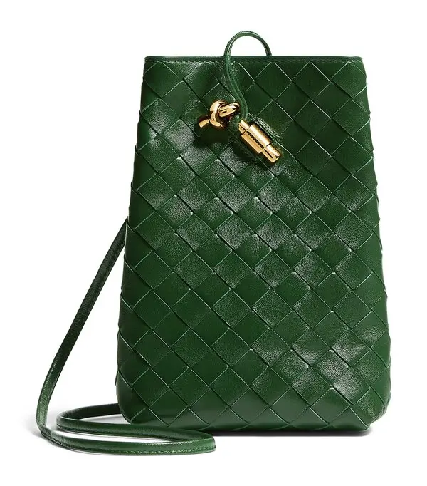 Bottega Veneta Nappa Leather Andiamo Phone Pouch - Green