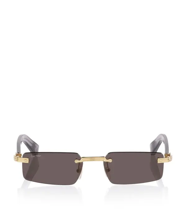 Cartier Narrow Rectangle Sunglasses - Gold