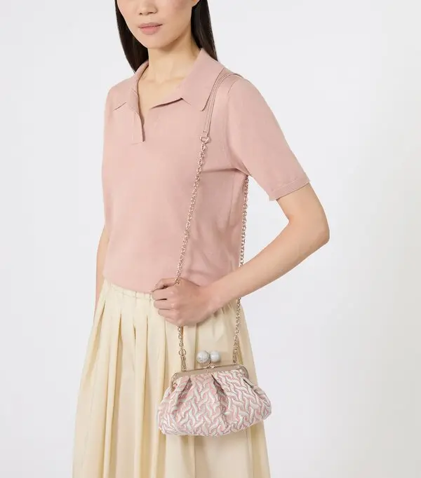 Max Mara Woven Jacquard Pasticcino Clutch Bag