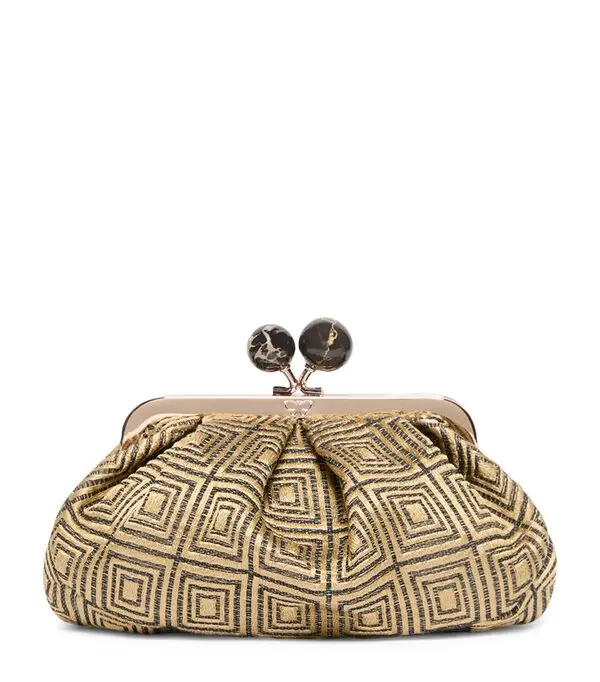 Max Mara Woven Jacquard Pasticcino Clutch Bag - Yellow