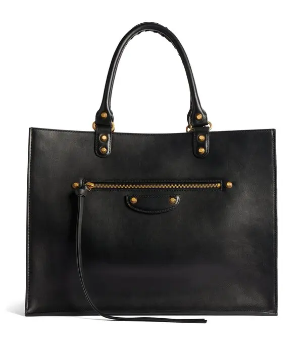 Balenciaga Large Leather Le City Tote Bag - Grey