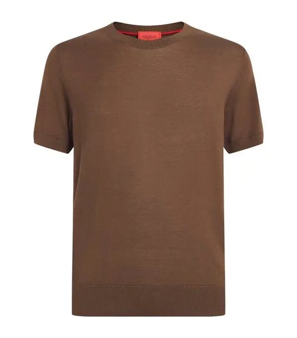 Isaia Silk-cashmere T-shirt - Brown