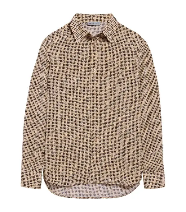 Balenciaga Silk Logo Print Shirt - Beige