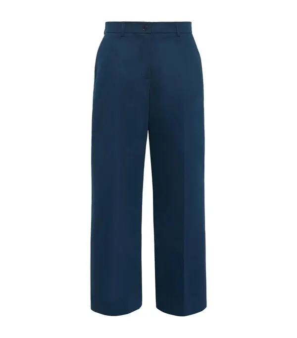Max Mara Stretch-cotton Wide-leg Trousers - Navy