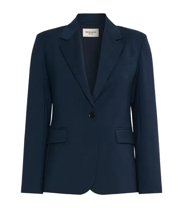 Max Mara Virgin Wool Single-breasted Blazer - Navy