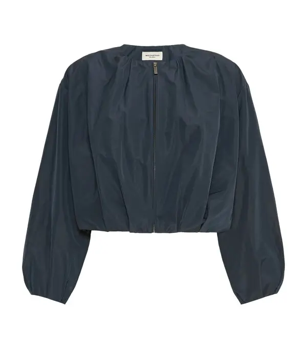 Max Mara Gathered Cropped Jacket - Navy