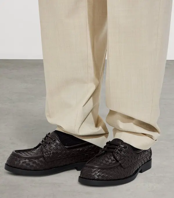 Bottega Veneta Intrecciato Leather Lace-up Loafers