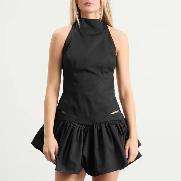 TOLU COKER High Neck Backless Mini Dress