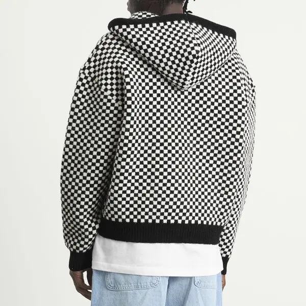 ANNIE HOOD Checked Knitted Jacket