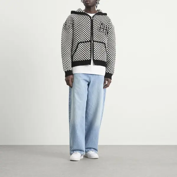 ANNIE HOOD Checked Knitted Jacket