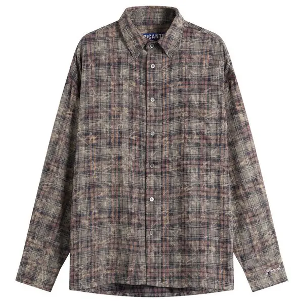 PICANTE Rocco Bleached Check Shirt - Checked Navy