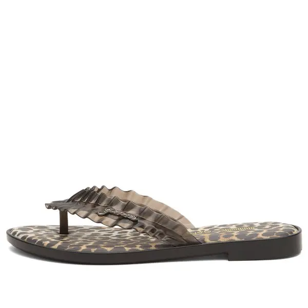 Melissa X Ganni Leopard Flip Flop Slim - Black