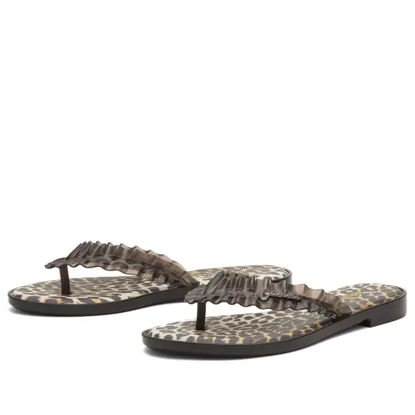 Melissa X Ganni Leopard Flip Flop Slim - Black