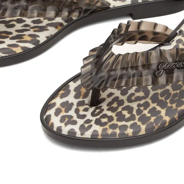 Melissa X Ganni Leopard Flip Flop Slim - Black