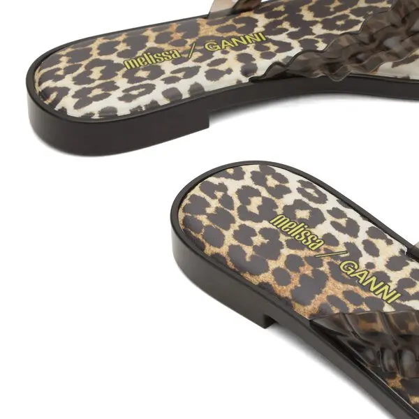 Melissa X Ganni Leopard Flip Flop Slim - Black
