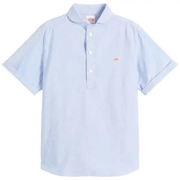 DANTON Round Collar Pull Over Shirt - Blue