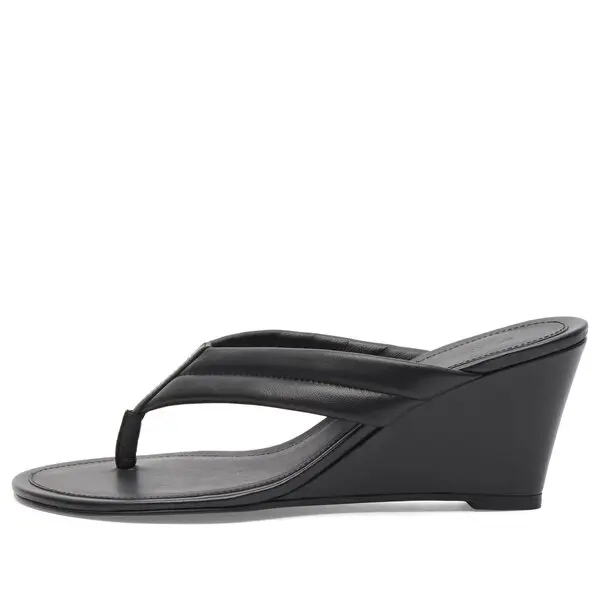 ST. AGNI Stitch Detail Thong Wedge - Black