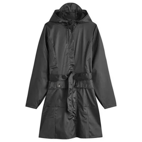 Rains Curve Long Jacket - Black Grain