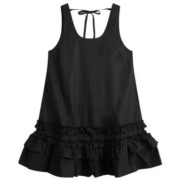 GANNI Cotton Poplin U-neck Mini Dress - Black