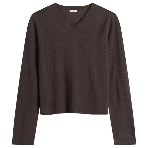 ST. AGNI Fine Merino V Neck Sweater - Mulch
