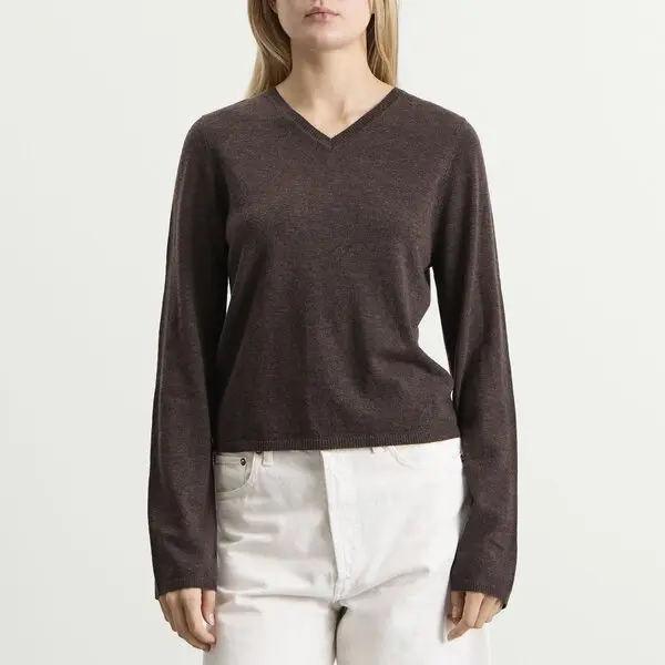 ST. AGNI Fine Merino V-neck Sweater - Mulch