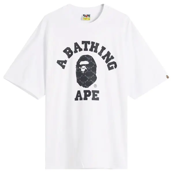 A BATHING APE Collegeonogram College Relaxed Fit Tee - White