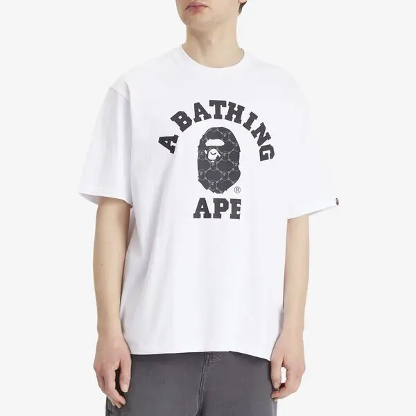 A BATHING APE Collegeonogram College Relaxed Fit Tee - White