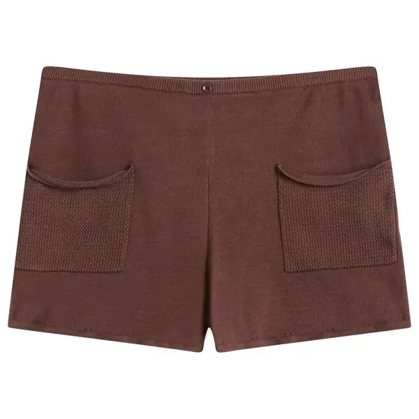 PEACHY DEN Marie Knit Shorts - Chocolate