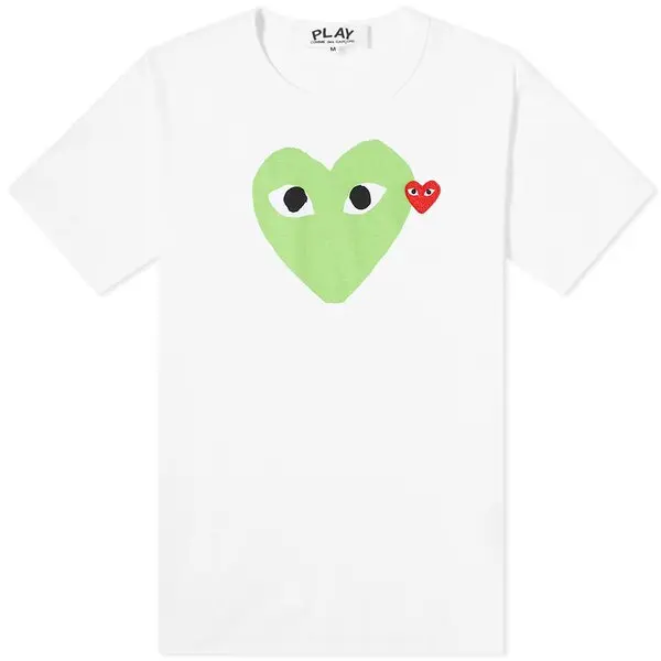 Play Comme Des Garcon Red Heart Colour Heart T-shirt - White/green