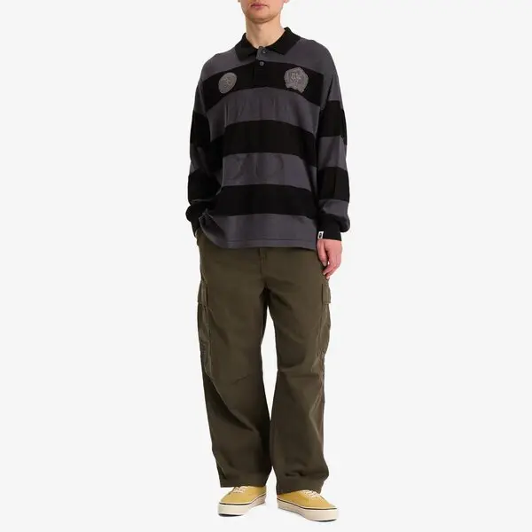 A BATHING APE Jacquard Multi Logo Stripe Relaxed Fit Ls Tee