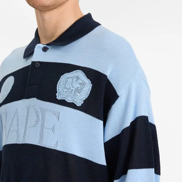 A BATHING APE Jacquard Multi Logo Stripe Relaxed Fit Ls Tee
