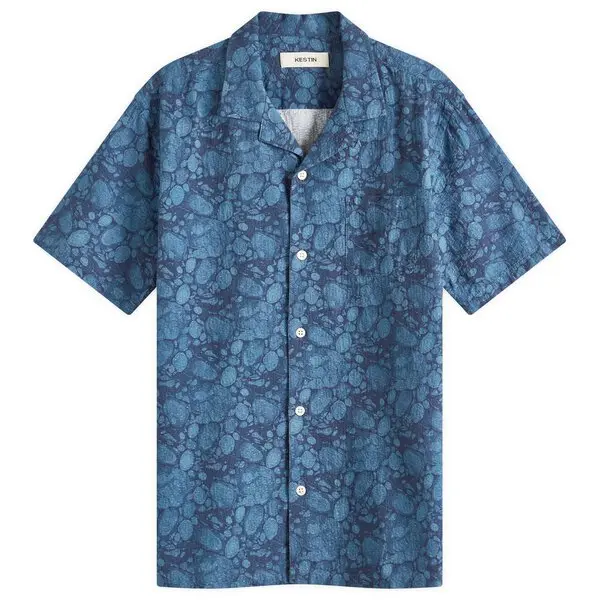 KESTIN Crammond Marble Print Shirt - Blue Marble
