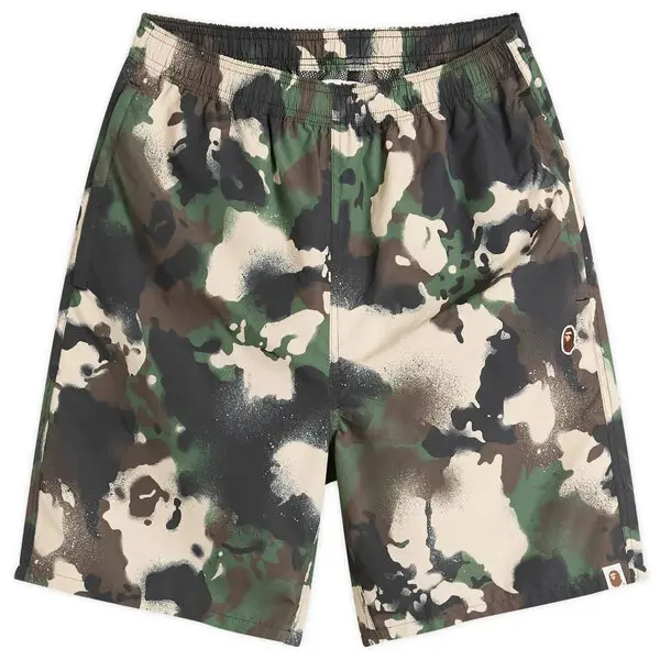 A BATHING APE Map Camo Regular Fit Beach Shorts - Green