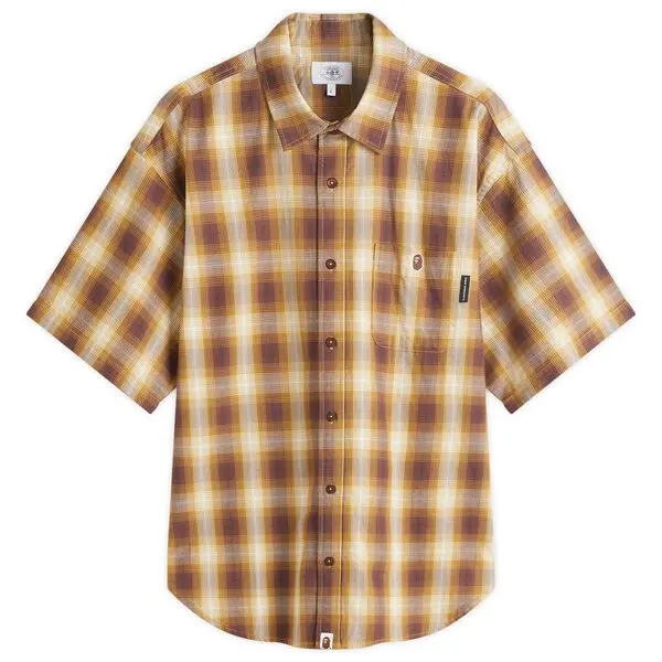 A BATHING APE Ombre Check Relaxed Fit Ss Shirt - Yellow