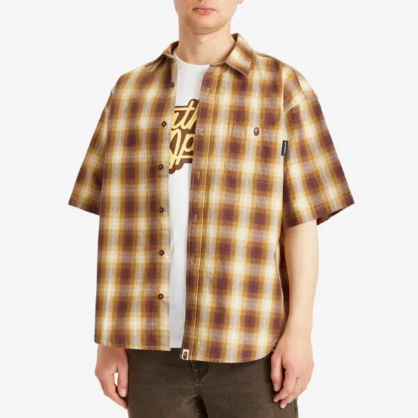 A BATHING APE Ombre Check Relaxed Fit Ss Shirt