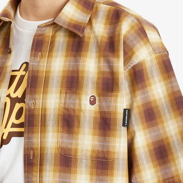 A BATHING APE Ombre Check Relaxed Fit Ss Shirt
