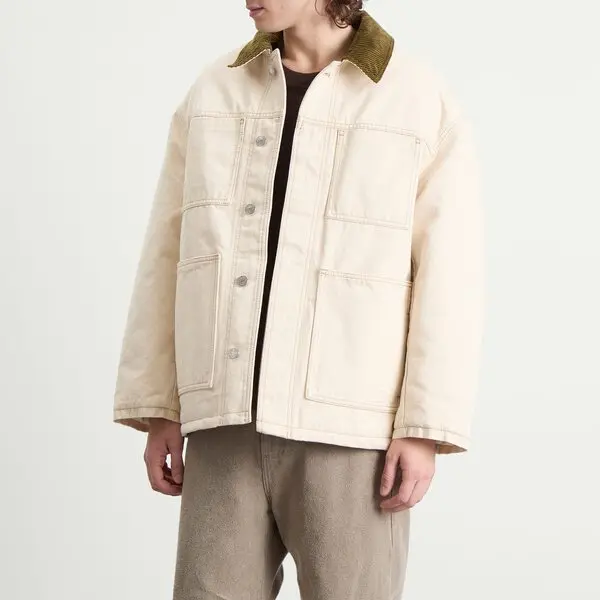 AMI Paris Off-white Cotton Twill Worker Jacket - Ecru