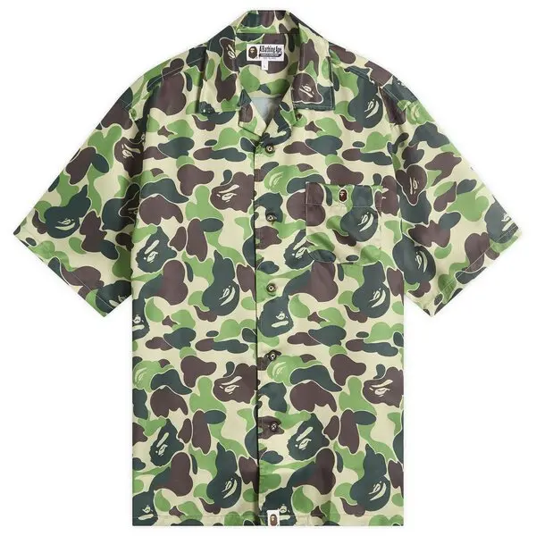 A BATHING APE Abc Camo Open Collar Ss Shirts - Green