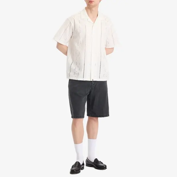 A BATHING APE Embroidery Open Collar Ss Shirt