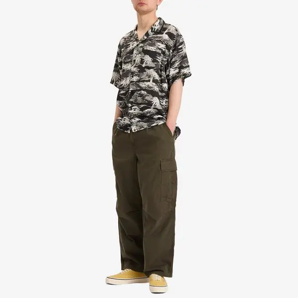 A BATHING APE Palm Tree Camo Open Collar Pocket Ss Shirt