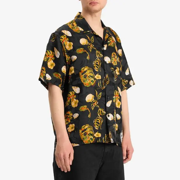 A BATHING APE Vacation Pattern Open Collar Ss Shirt
