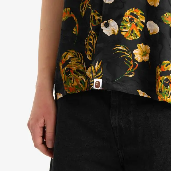 A BATHING APE Vacation Pattern Open Collar Ss Shirt