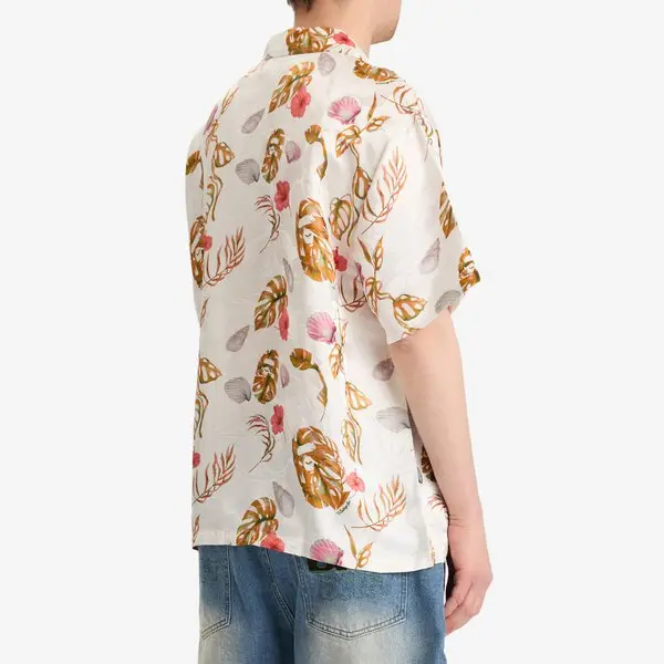A BATHING APE Vacation Pattern Open Collar Ss Shirt