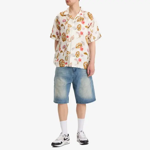 A BATHING APE Vacation Pattern Open Collar Ss Shirt