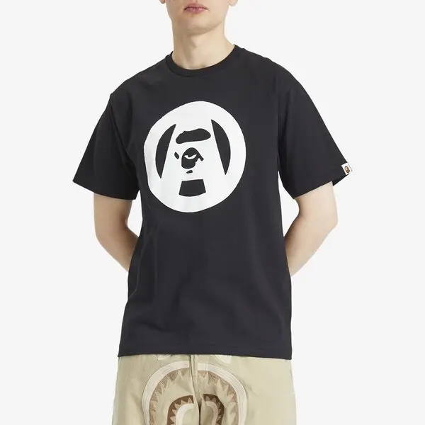 A BATHING APE Stencil Circle Ape Face Tee