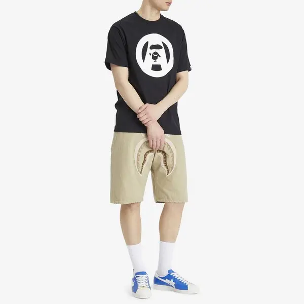 A BATHING APE Stencil Circle Ape Face Tee
