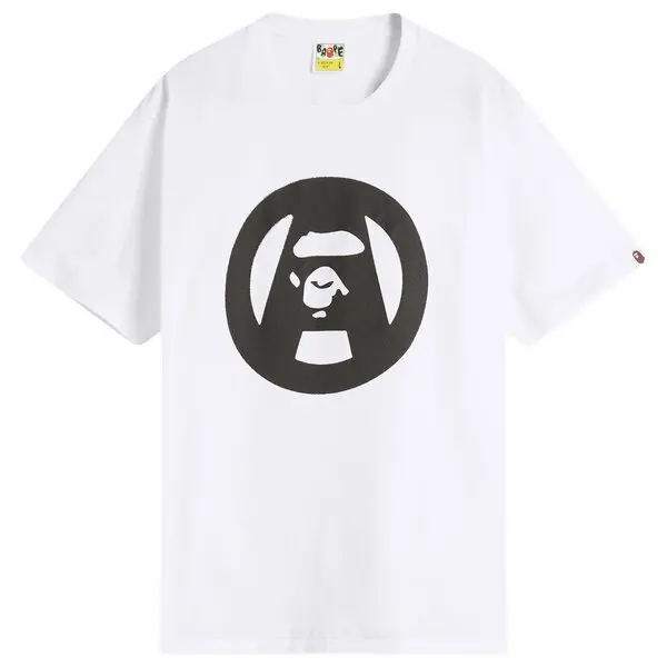 A BATHING APE Stencil Circle Ape Face Tee - White